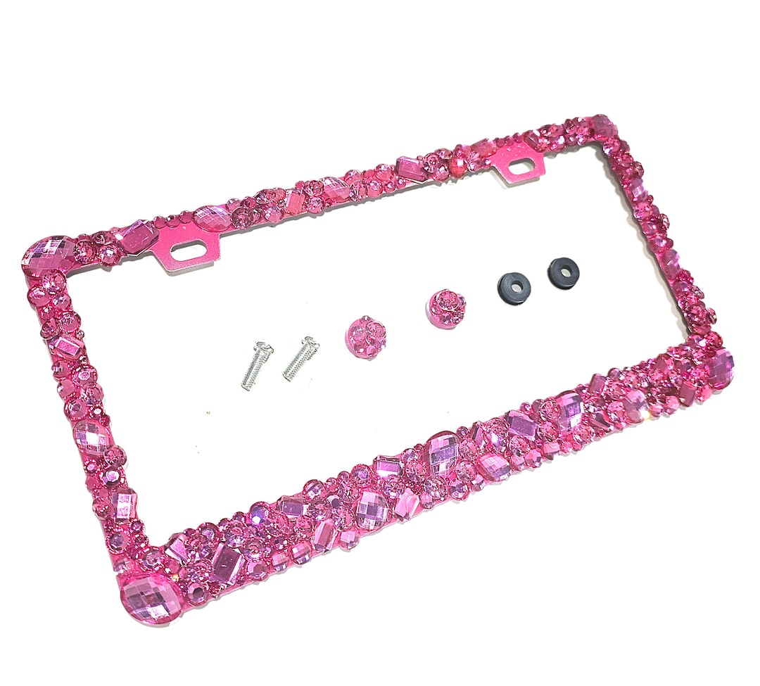 3D Bling License Plate Frame: Hot Pink Rhinestone Crystals, Handmade - Etsy