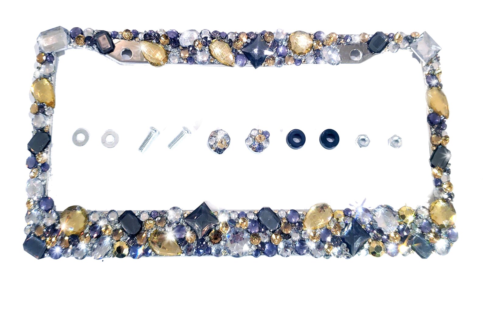 3D Bling License Plate Frame: Gold, Gray, & AB Crystals - Etsy