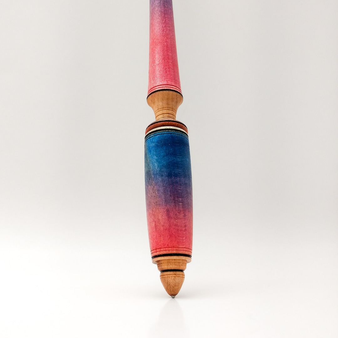 Russian Spindle for Hand Spinning With Captive Ring in Dyed Sugar Maple ...