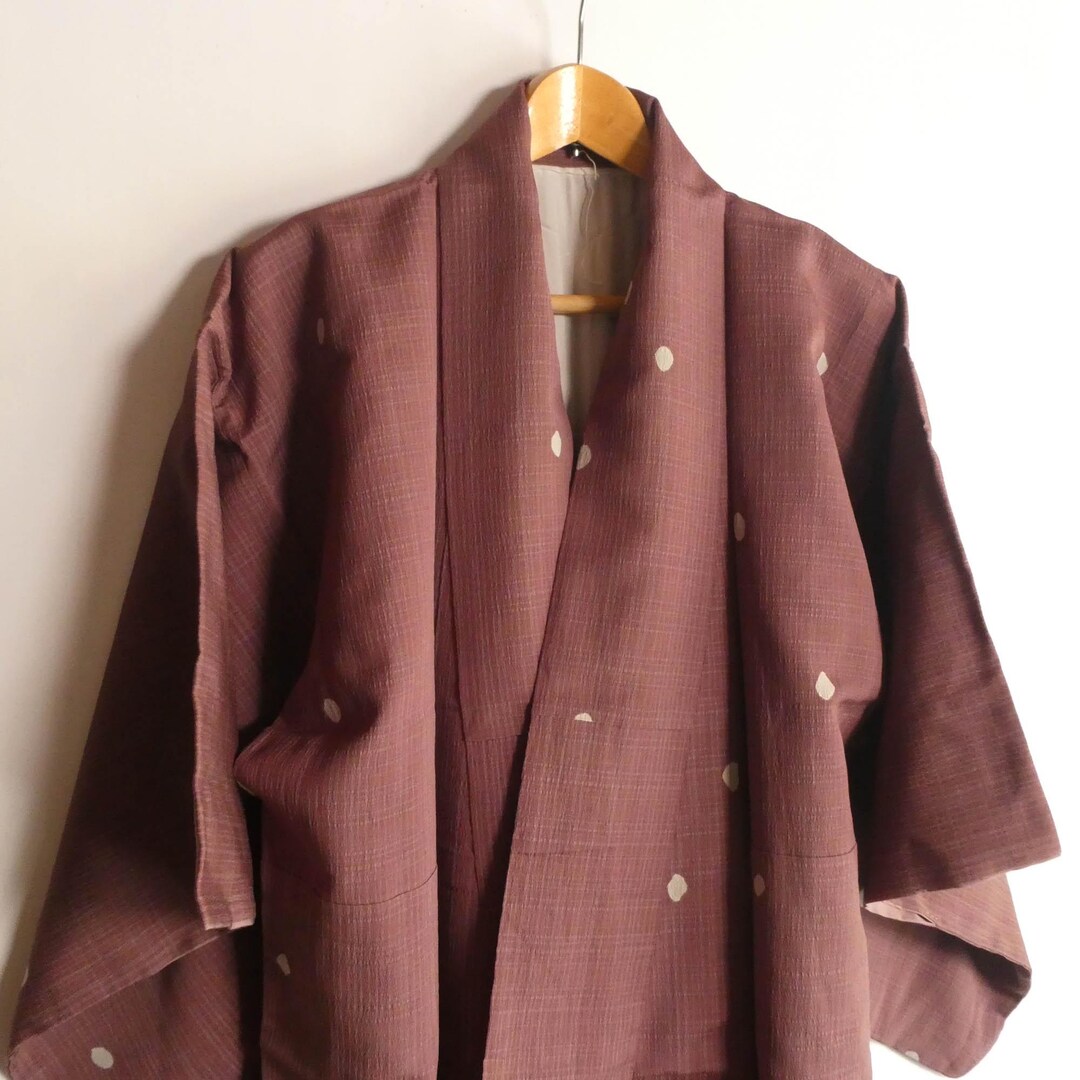Silk Kimono - Japanese Vintage - Textured Fabric - Light Maroon Colour ...