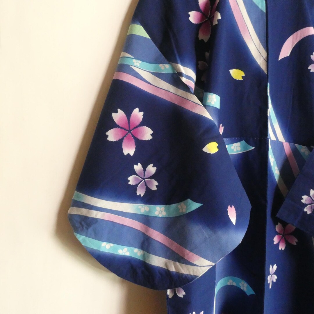 Japanese Vintage Yukata Women's Summer Cotton Kimono Cherry Blossoms ...
