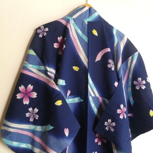 Japanese Vintage Yukata Women's Summer Cotton Kimono Cherry Blossoms ...