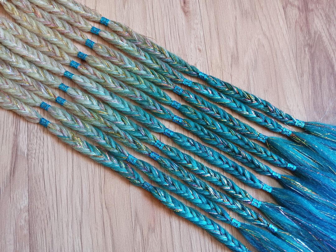 NEW Tinsel Synthetic Braids - Frozen Sparkle Colorful Ombre Loop Ended ...