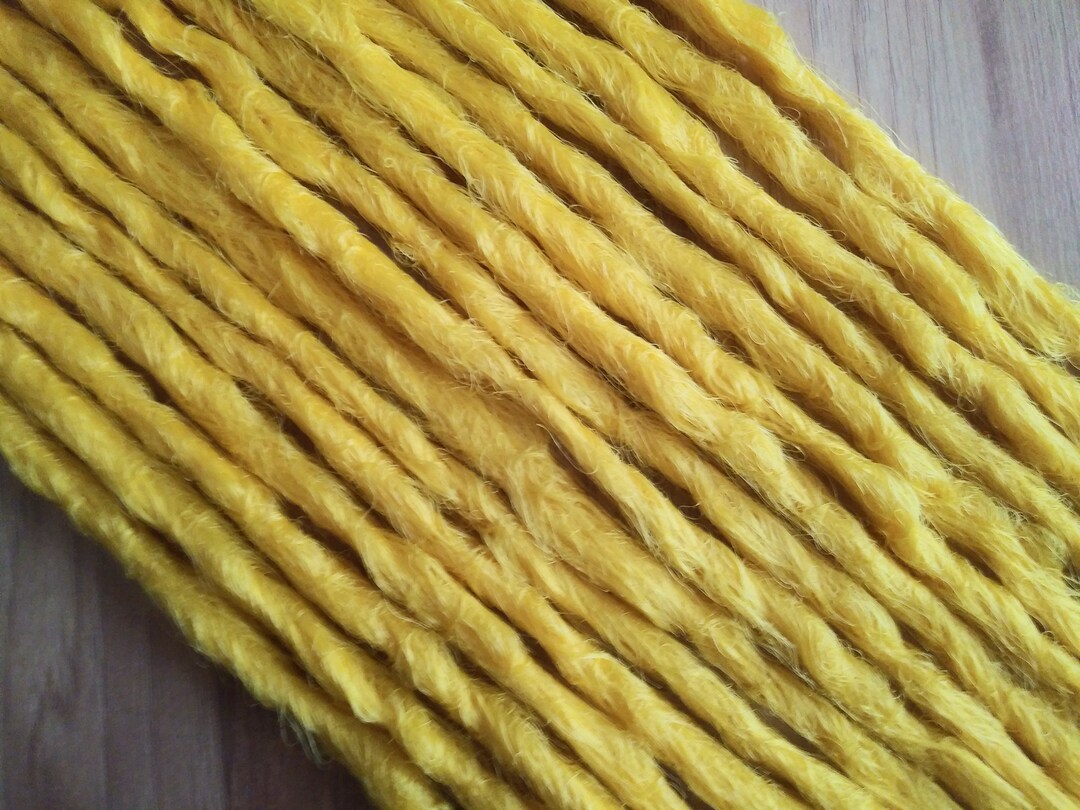 Synthetic Dreadlocks - Yellow 8 DE Bundle - Natural Crochet Texture ...