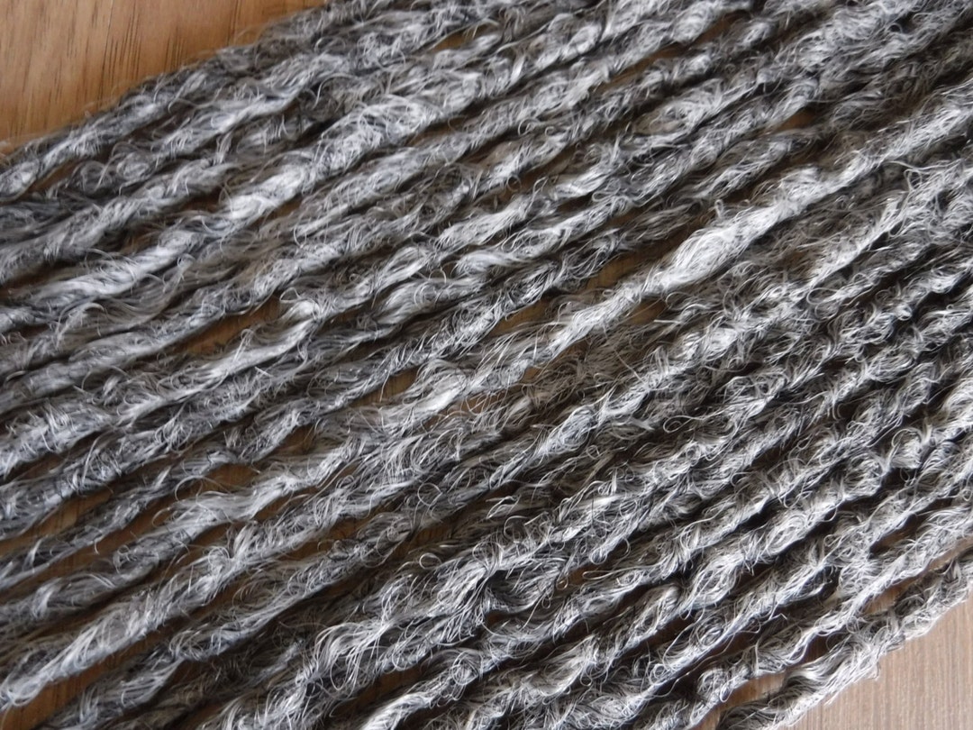 Grey Synthetic Dreadlocks – 10 Single Ended Crochet Loc Extensions ...