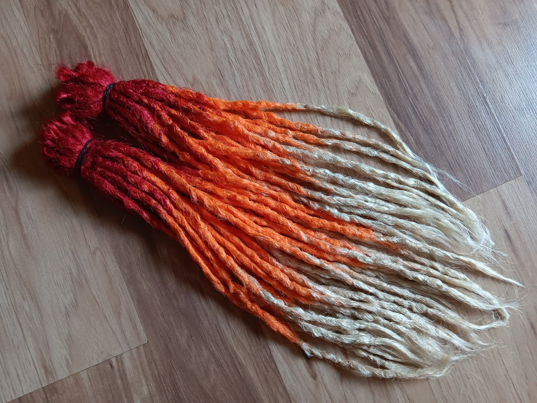 Synthetic Dreadlocks - 40 Red Orange Blonde Ombre Half Set Crocheted ...