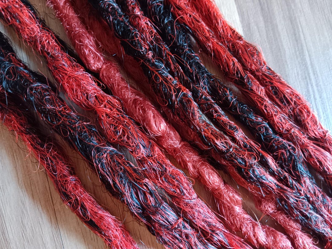 Synthetic Dreadlocks - Red and Black 5 DE 16-18" - Natural Texture ...