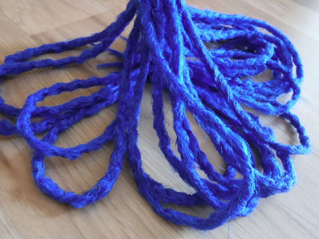 Synthetic Dreadlocks - Blue Set of 10 SE - Natural Texture Microthin ...