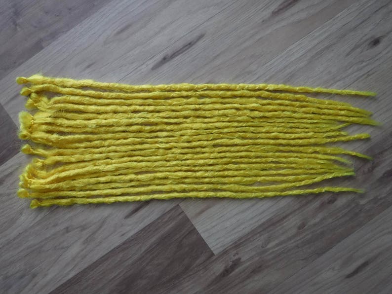 Synthetic Dreadlocks - Yellow Set of 10 SE - Natural Texture Microthin ...