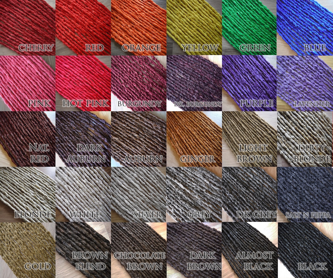 Kanekalon Fiber Color Sample - Standard Chart Swatch of Vegan Synthetic ...