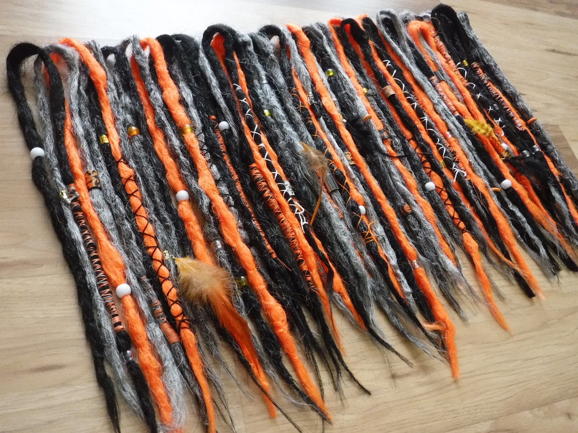 Synthetic Dreadlocks - Halloween Spooky Black and Orange Decorated Full ...