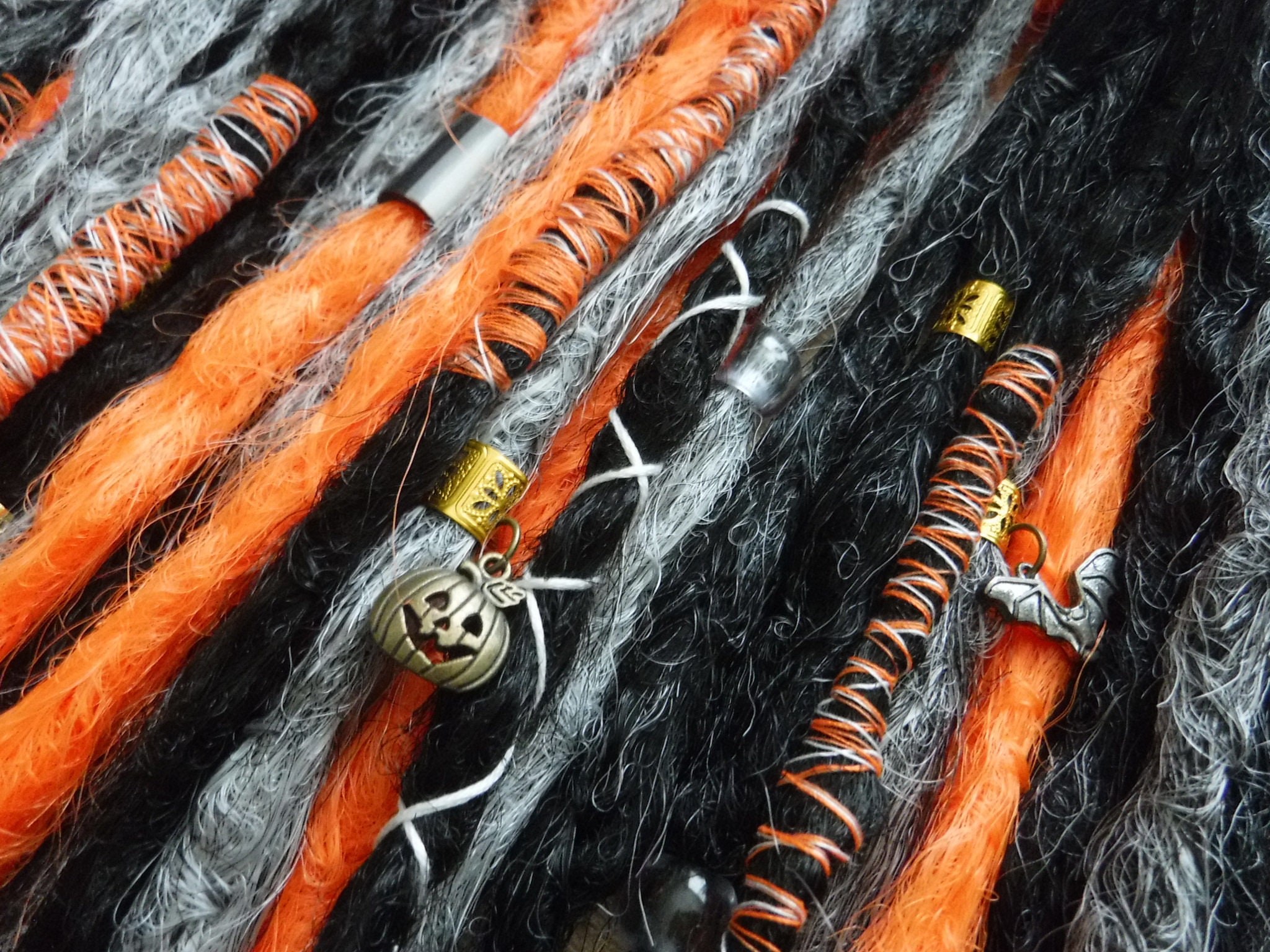 Synthetic Dreadlocks - Halloween Spooky Black and Orange Decorated Full ...