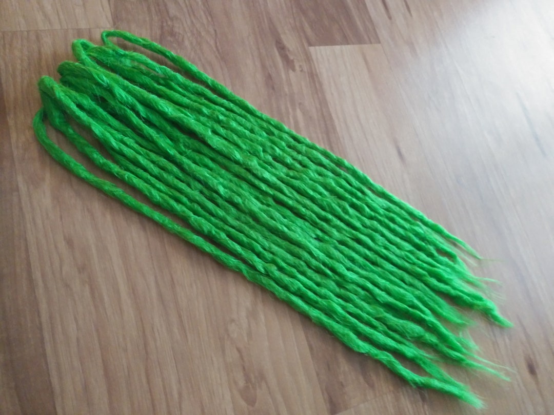 Synthetic Dreadlocks - Green 8 DE Bundle - Natural Crochet Texture ...