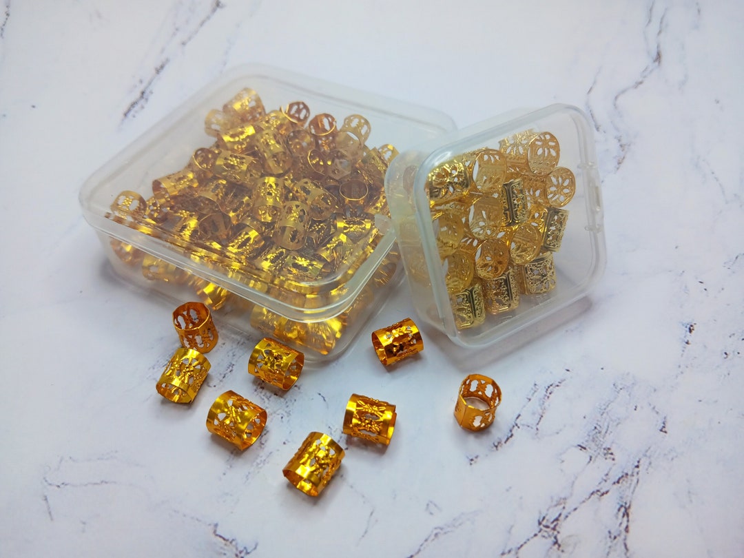 Gold Filigree Metal Adjustable Cuff Braid/dread Accessory - 14 Beads ...