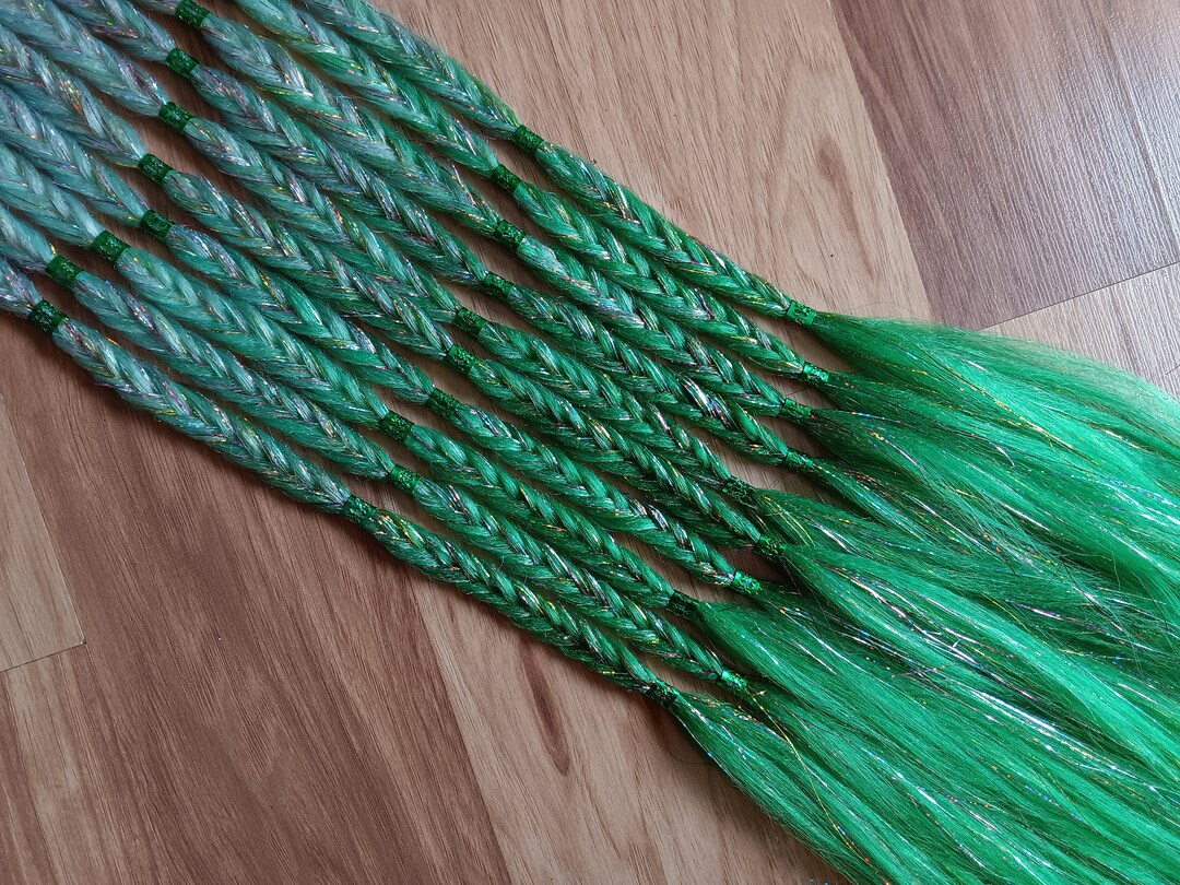 NEW Tinsel Synthetic Braids - Seafoam Sparkle Colorful Ombre Loop Ended ...