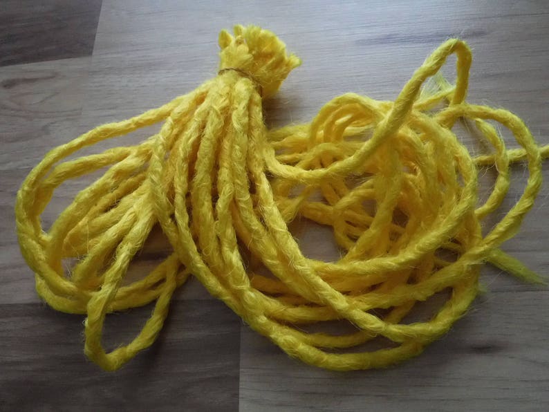 Synthetic Dreadlocks - Yellow Set of 10 SE - Natural Texture Microthin ...