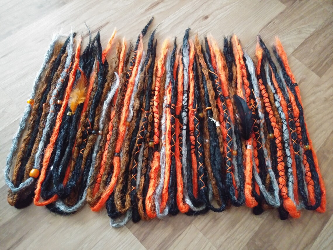 Synthetic Dreadlocks - Halloween Spooky Black and Orange Decorated Full ...