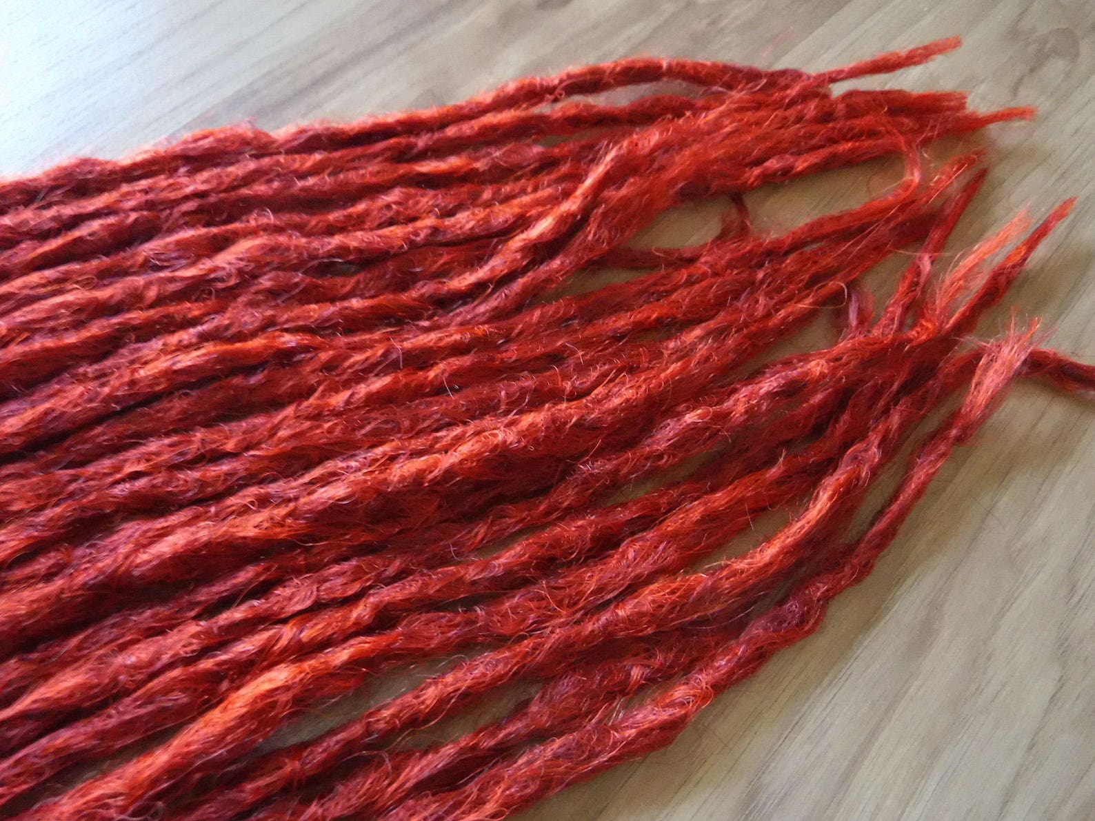 Synthetic Dreadlocks - Crimson Set of 10 SE - Natural Texture Microthin ...