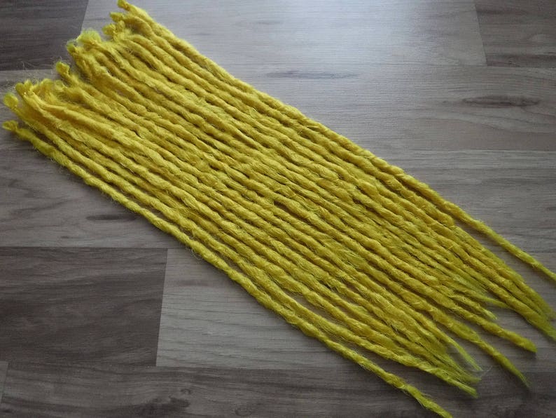 Synthetic Dreadlocks - Yellow Set of 10 SE - Natural Texture Microthin ...