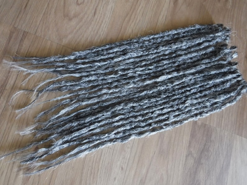 Grey Synthetic Dreadlocks – 10 Single Ended Crochet Loc Extensions ...