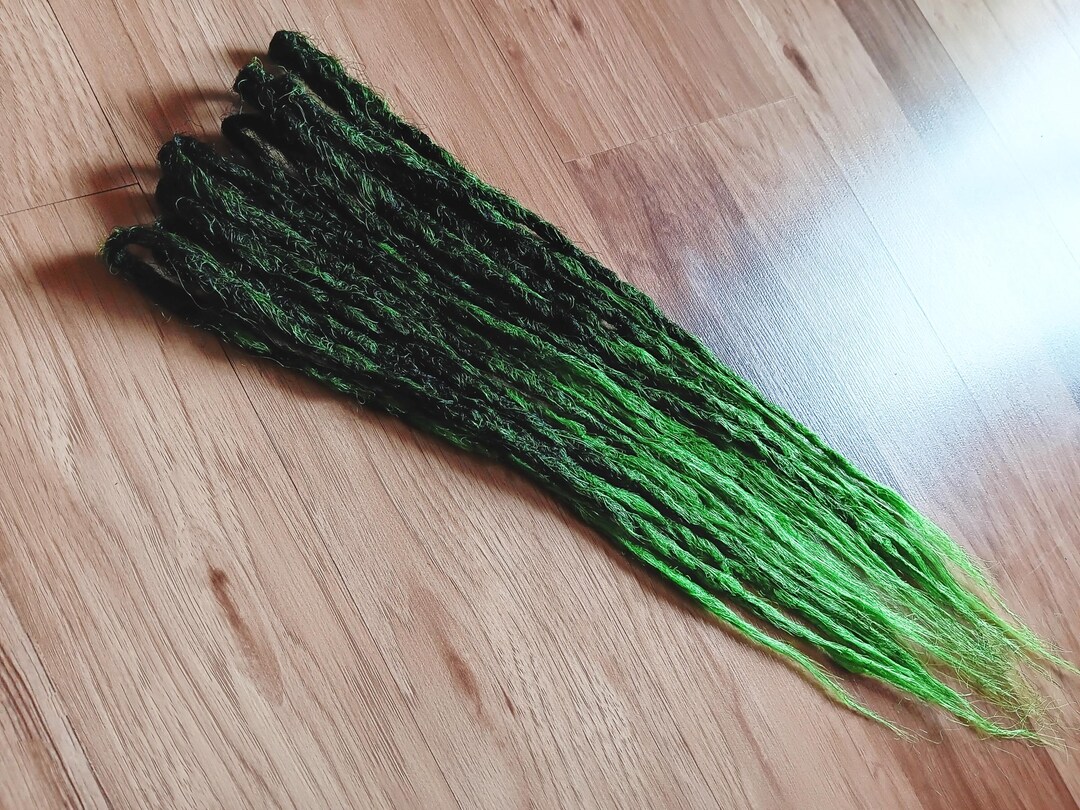 Synthetic Dreadlocks - Black to Lime Green Ombre 10 DE Bundle - Natural ...