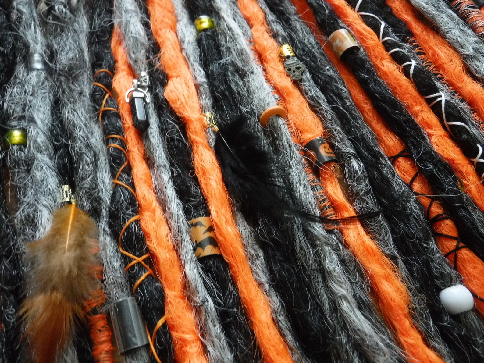 Synthetic Dreadlocks - Halloween Spooky Black and Orange Decorated Full ...