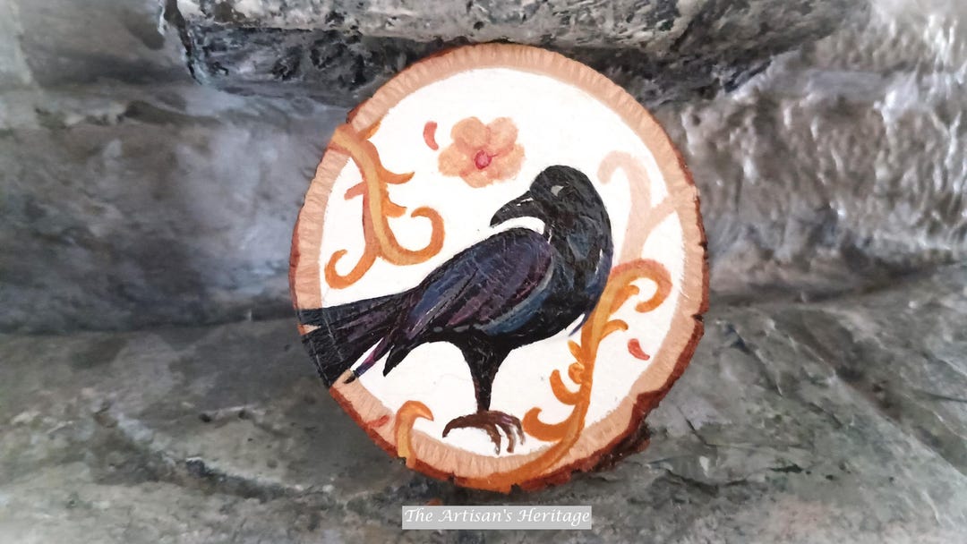 Hand Painted Wood Slice Desk Decor ~ "consider the Ravens" ~ Raven Desk ...