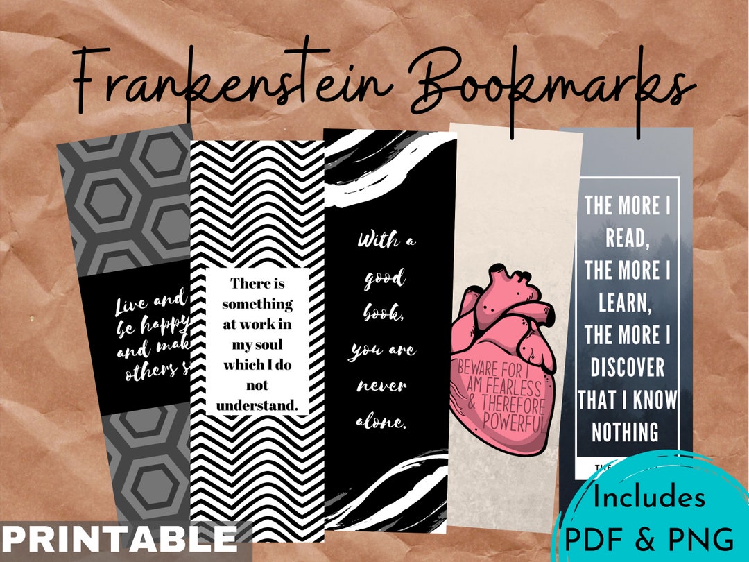 Printable Frankenstein Bookmarks - Etsy