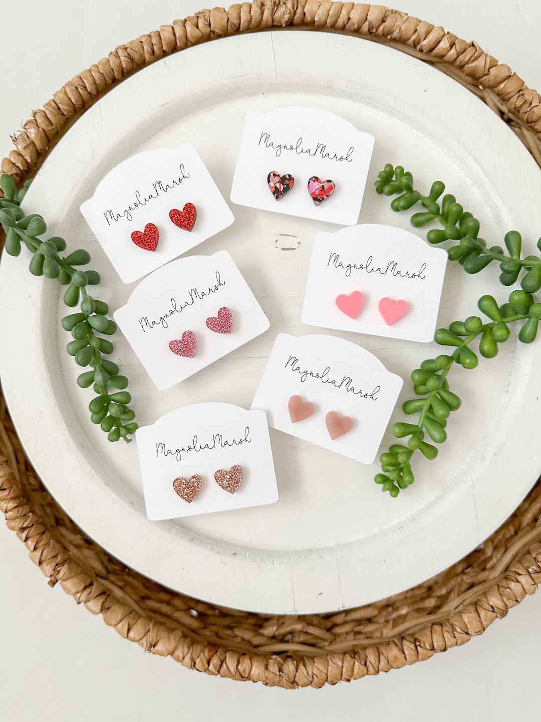 Acrylic Stud Earrings, Heart Earrings, Valentine’s Earrings for Girls ...