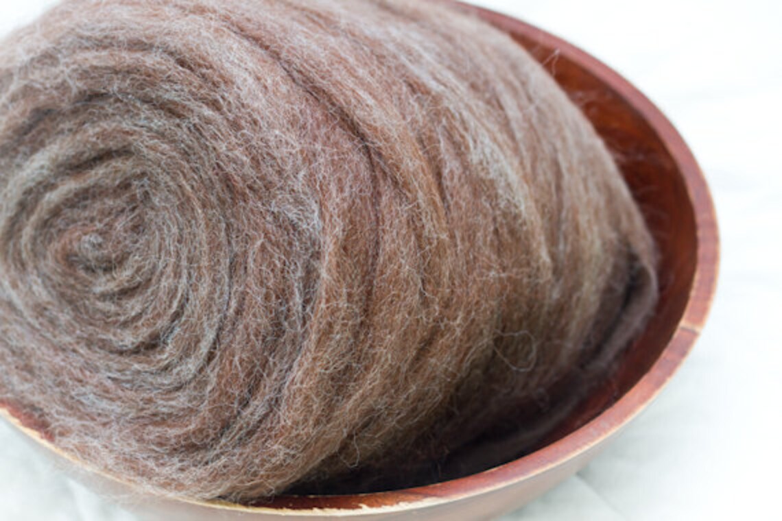 Natural Rose Grey Alpaca and Silk Roving | Etsy