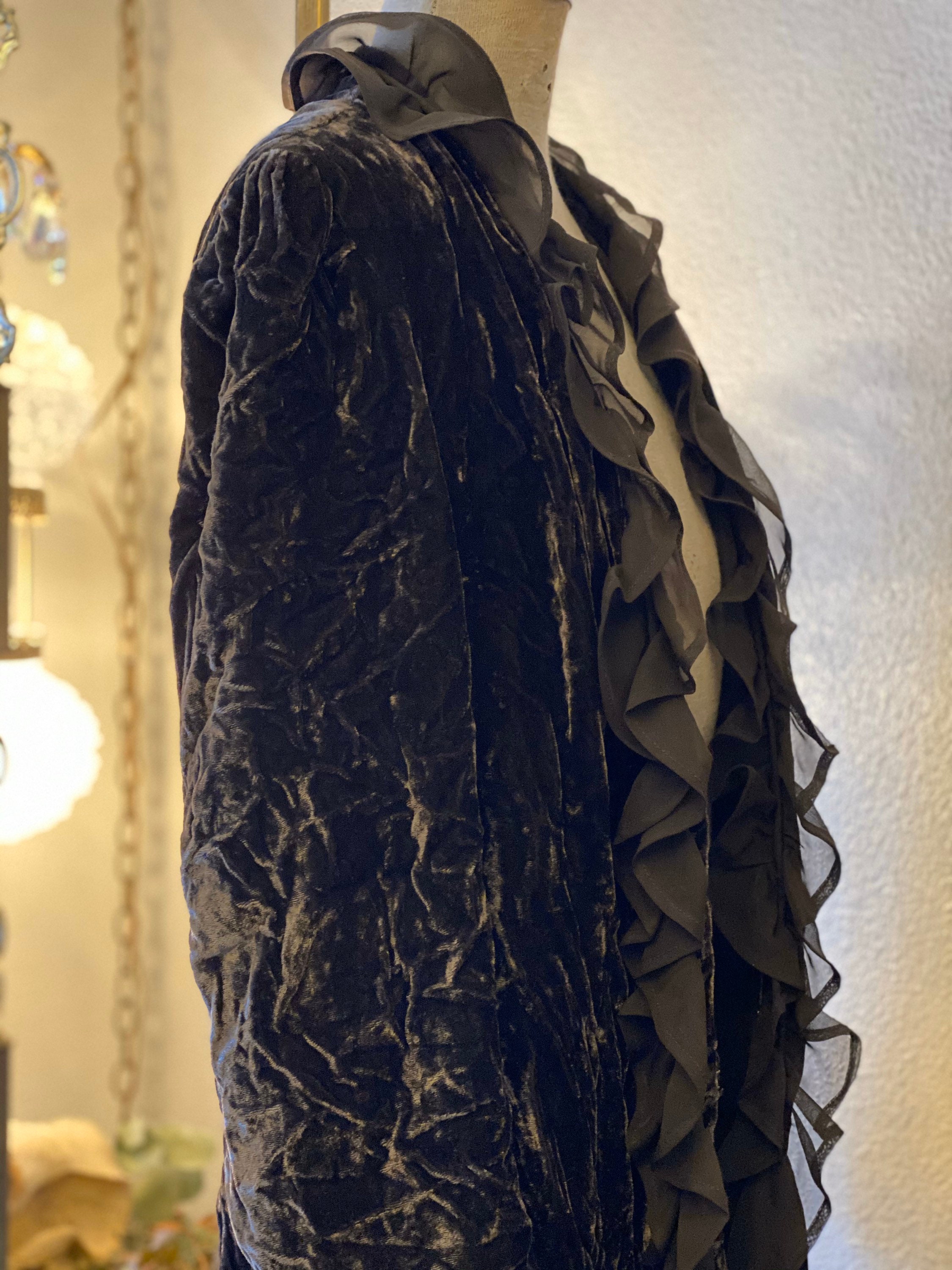 Beautiful Velour Crushed Velvet Elegant Lined Steampunk Ruffle Blazer ...