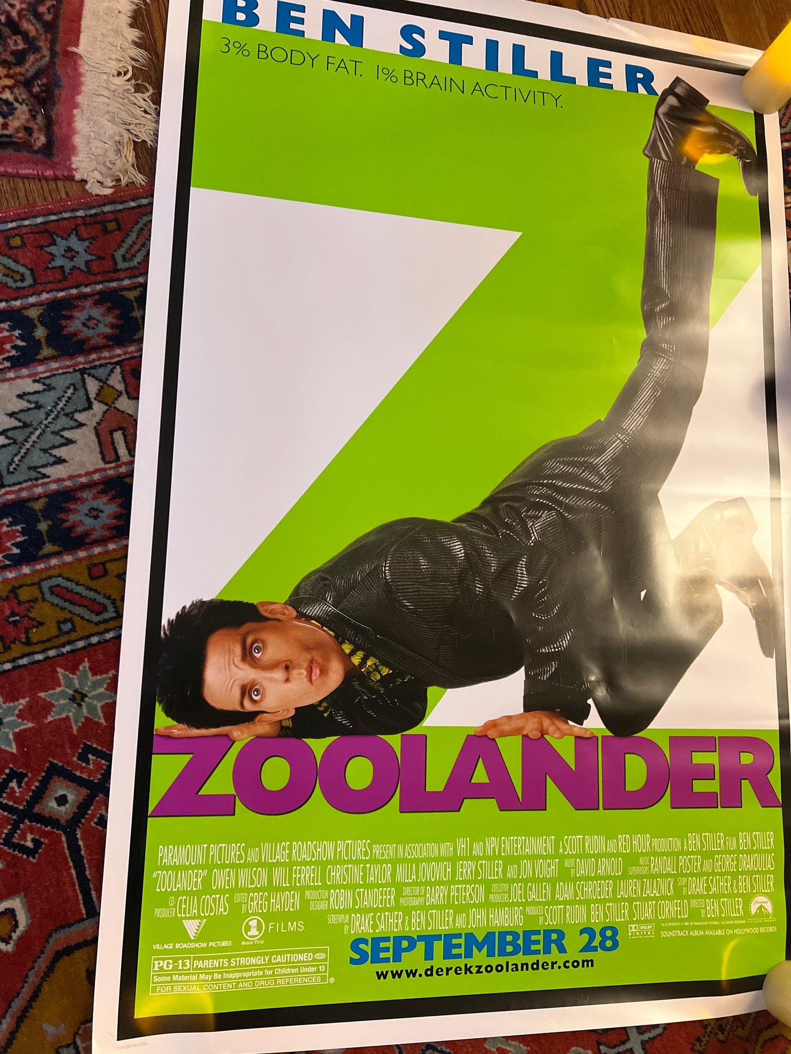 Original 2000s Rare Zoolander Vintage Movie Promo Poster 40 X 27 Ben ...