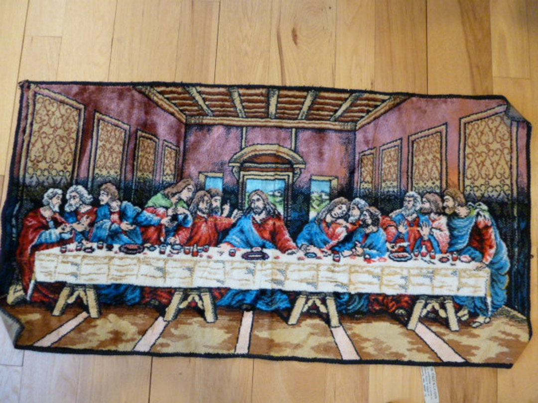 SALE Beautiful Jesus Last Supper Made in Italy Circa 1970 Tapestry Wall ...