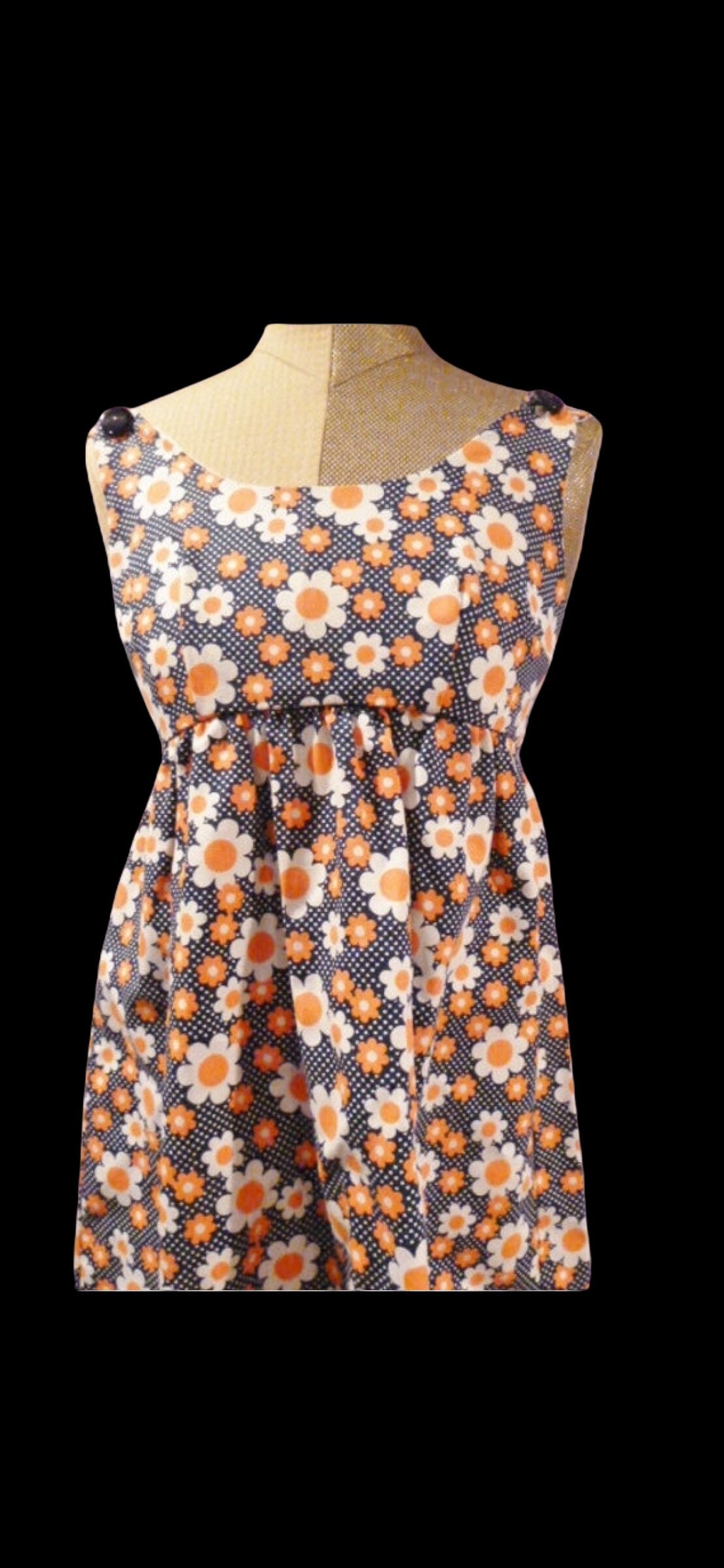 Amazing Vintage Flower Child Retro Mod Style High Waisted Sun Dress ...
