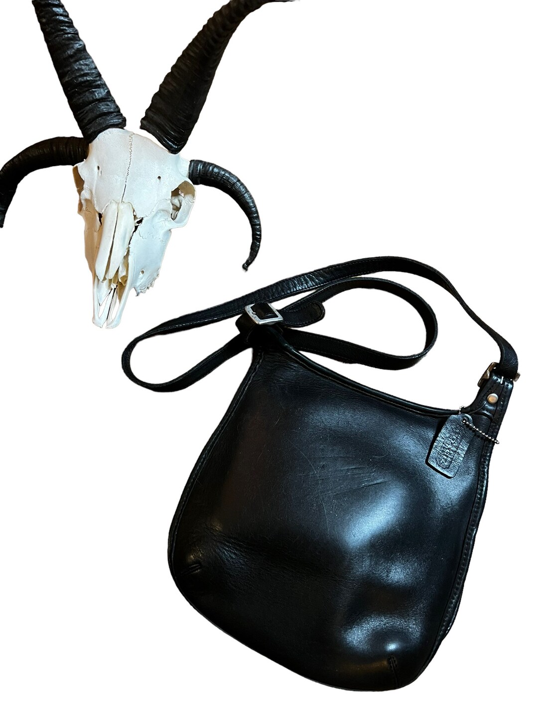 Breathtaking Vintage Authentic Coach 9134 Black Leather Saddle Shoulder ...