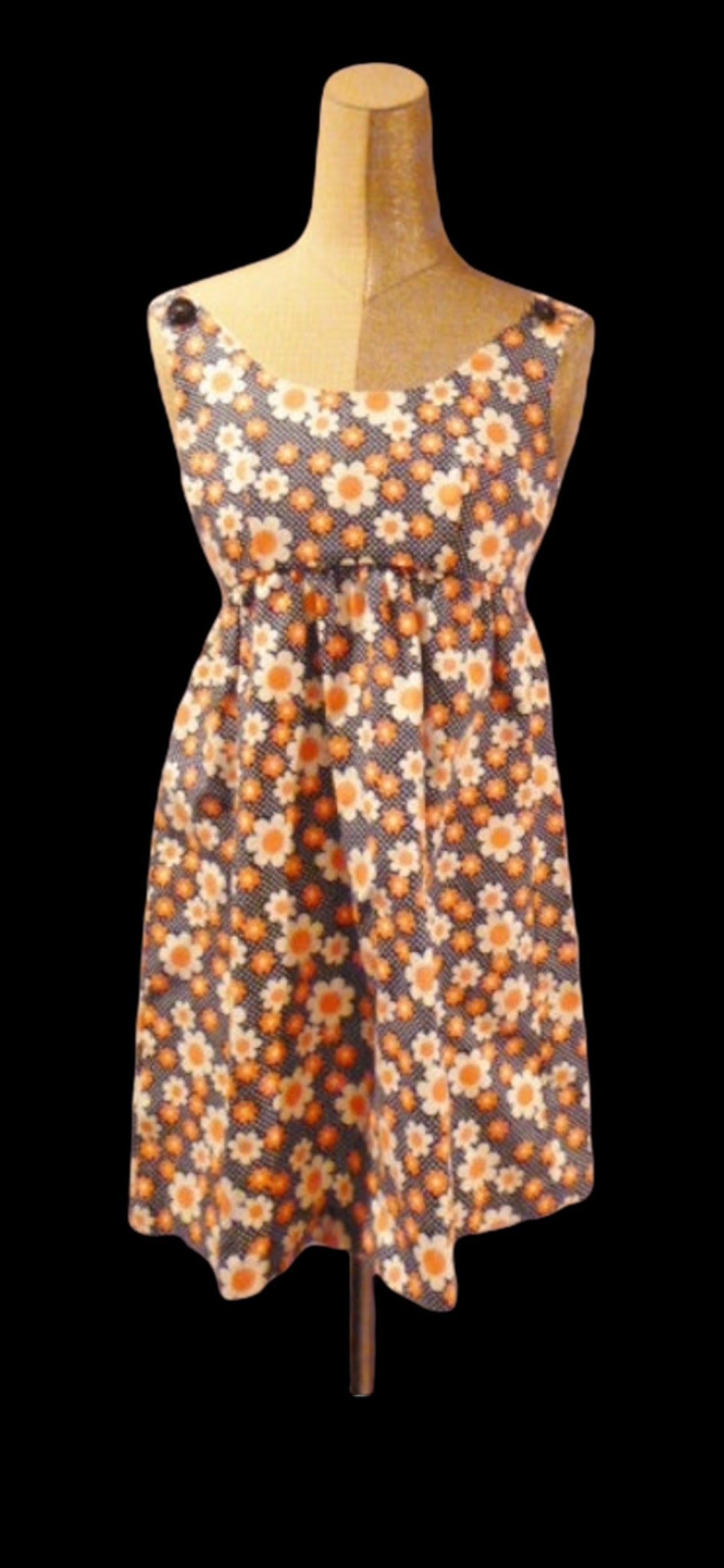 Amazing Vintage Flower Child Retro Mod Style High Waisted Sun Dress ...