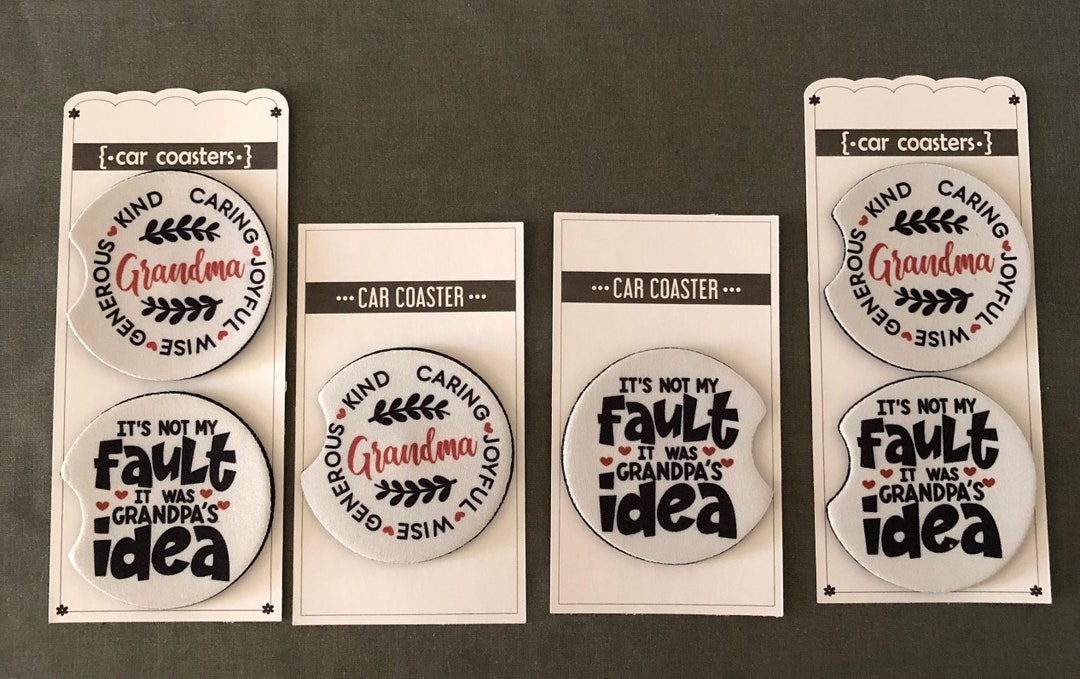 Grandma and Grandpa Car Coasters - Etsy