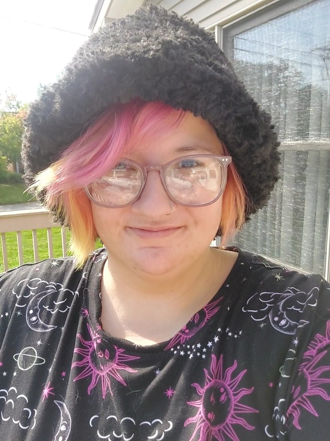 Black Faux Fur Bucket Hat Fuzzy Festival Hat Warm Winter Bucket Beanie ...