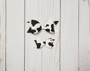 Cow Print Hair Bow | Etsy