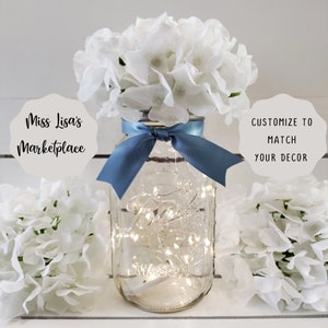 Mason Jar Centerpiece, Fairy Lights, Luminaries, Mason Jar Decor ...