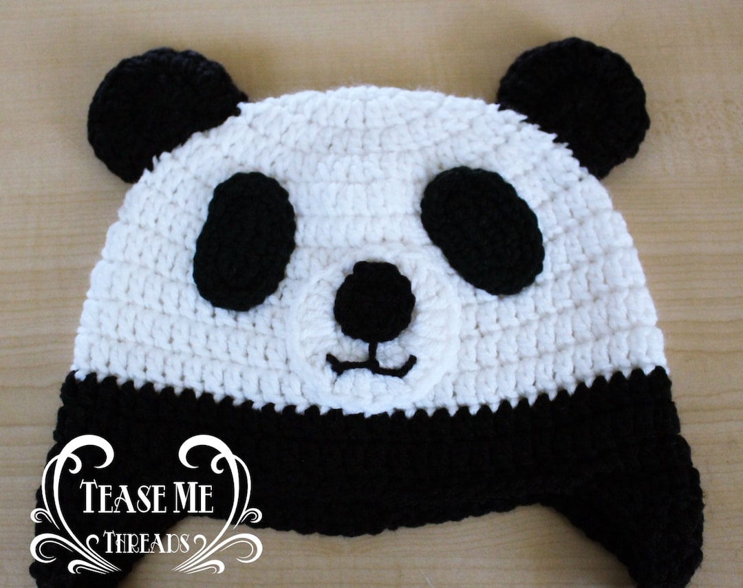 Panda Crochet Beanie_ Panda Adult Hat_ Halloween Panda Hat_ Kids Panda Hat - Etsy