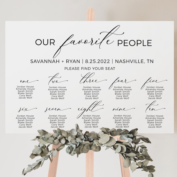 Our Favorite People Seating Chart Svg - Etsy