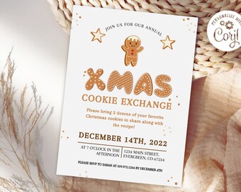 Christmas Cookie Exchange Invitation Editable Cookie Party - Etsy