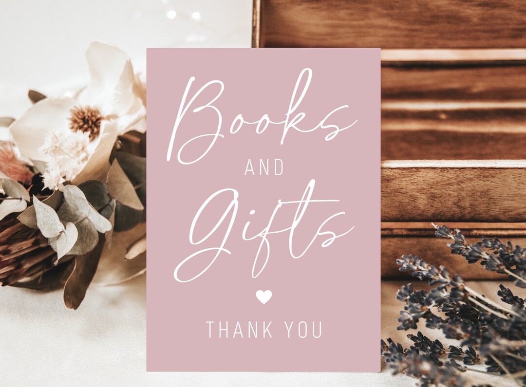 Books and Gifts Baby Shower Sign | Minimalist Baby Shower Sign | Sign ...