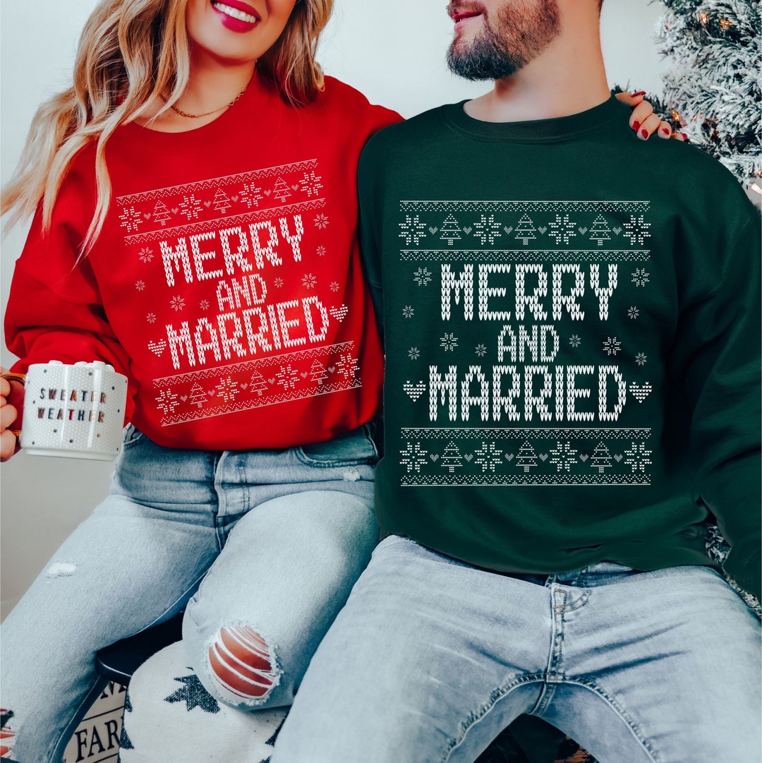 Couples Ugly Christmas Sweaters, Mr and Mrs Christmas, Merry and ...