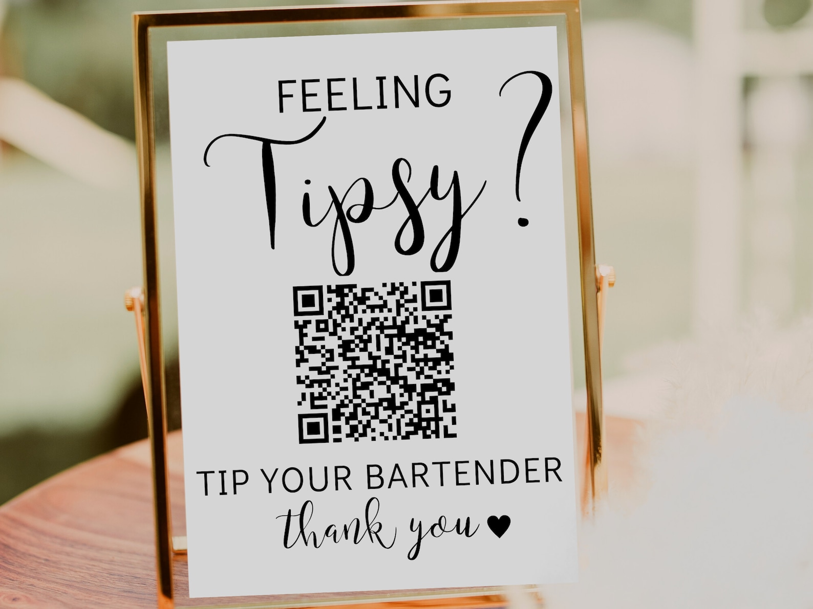 QR Code Sign Template Tip Your Bartender Sign Scan to Pay - Etsy