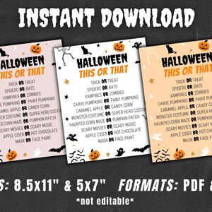 Halloween This or That Printable Kids Halloween Games - Etsy