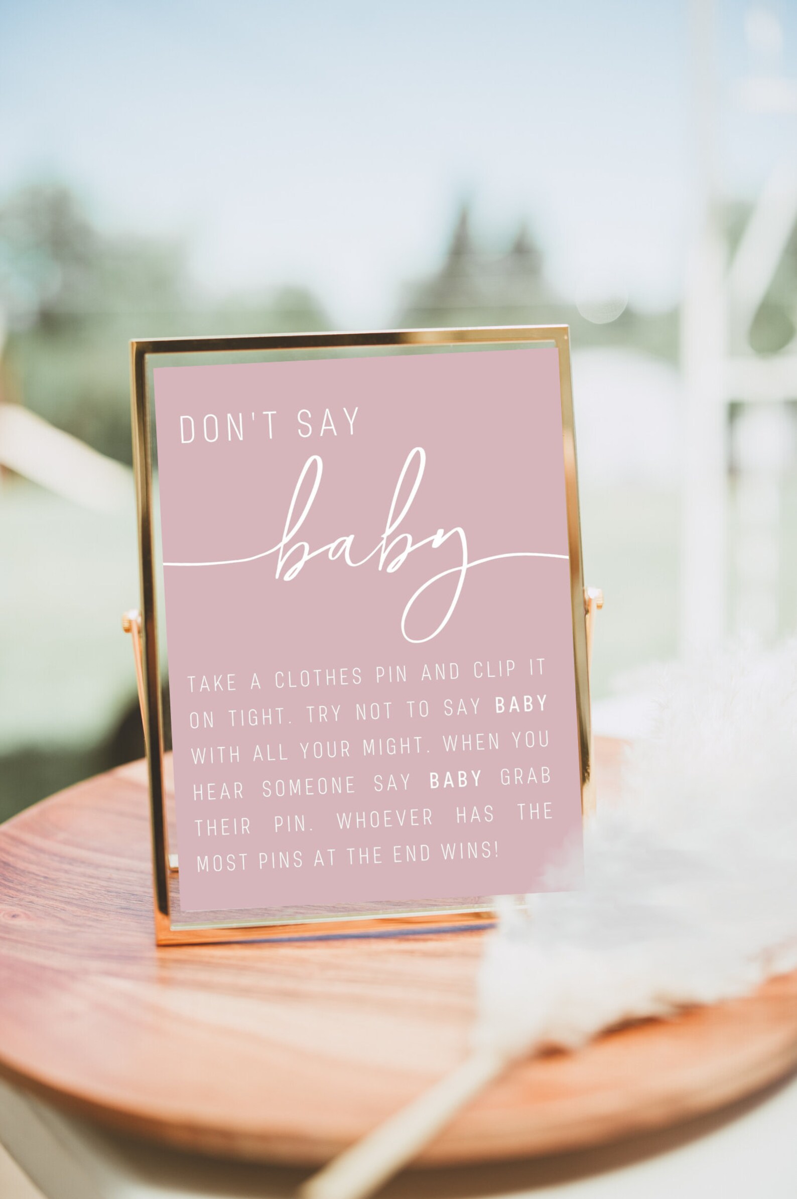 Dont Say Baby Sign | Modern Baby Shower Game | Dont Say Baby Game for ...