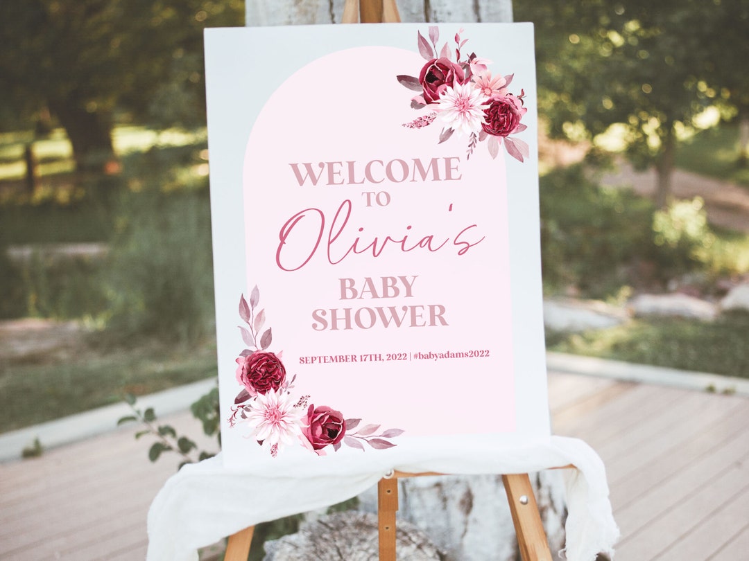 Girl Baby Shower Welcome Sign | Floral Baby Shower Welcome Sign| Baby ...