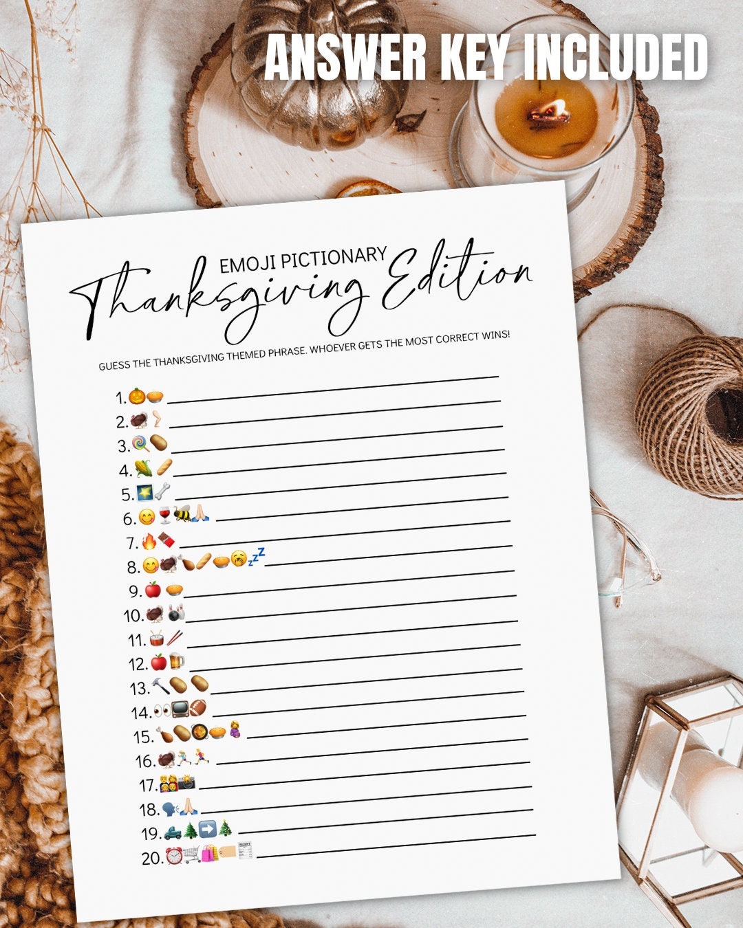 Thanksgiving Emoji Game, Family Thanksgiving Game, Friendsgiving Games ...